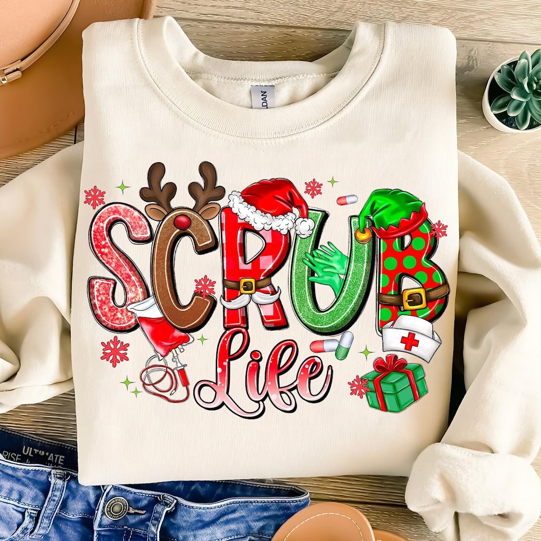 Scrub Life Christmas Png Sublimation Design Download, Christmas Png ...