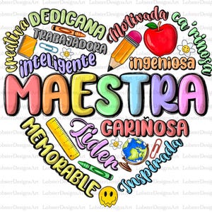 Maestra Word Png, Teacher Life Png, Teach Love Inspire, Spanish Teacher ...