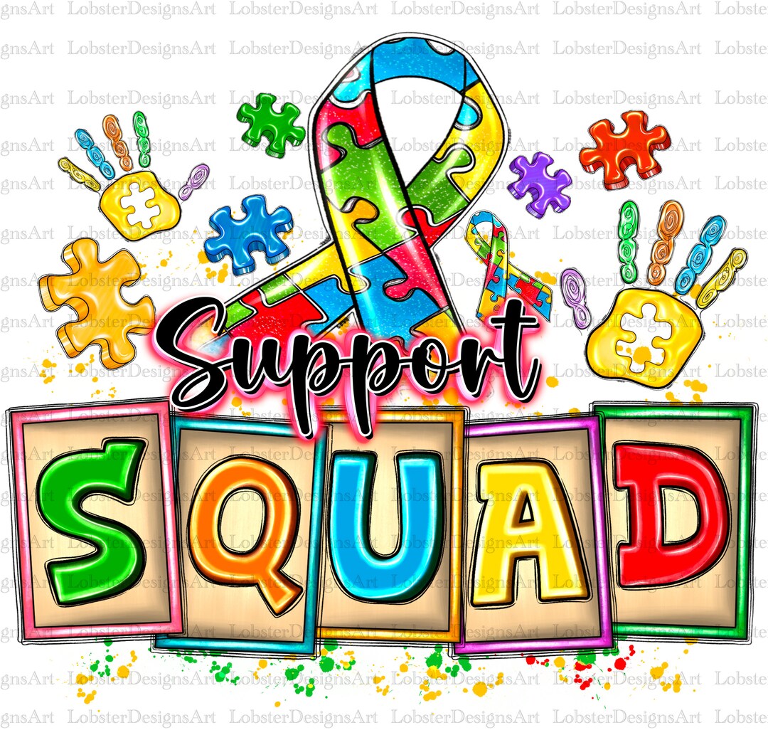 Support Squad Autism Png Sublimation Design Download, Autism Awareness ...