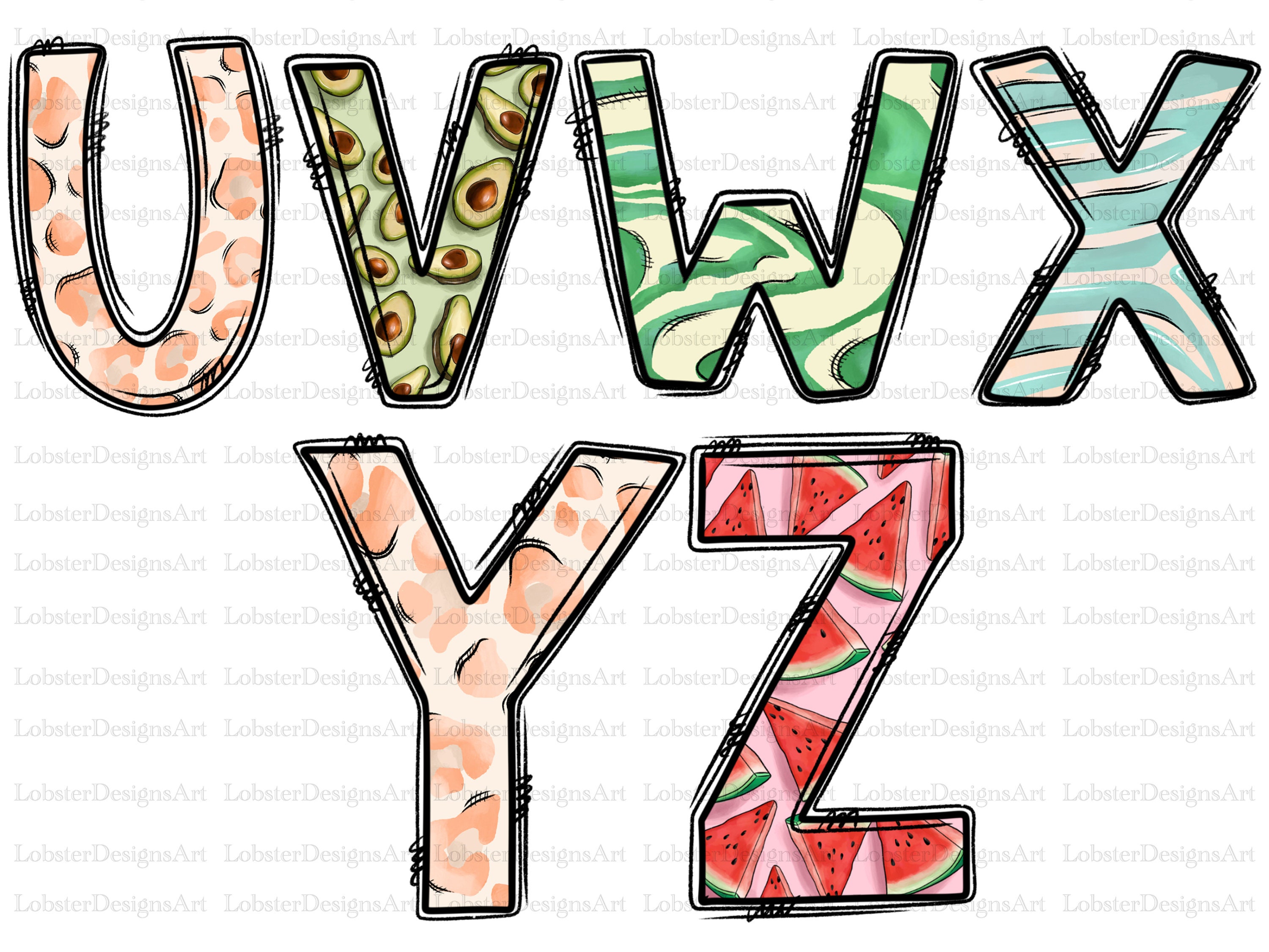 Summer Alphabet Png Font Letters Western Alphabet Summer - Etsy