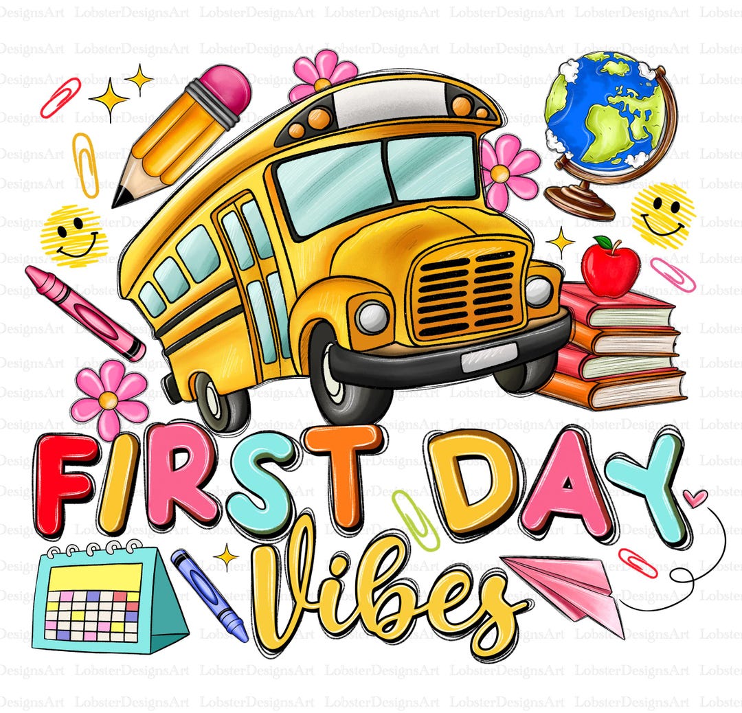First Day Vibes Png, Back to School Coquette PNG Digital, School Bus ...