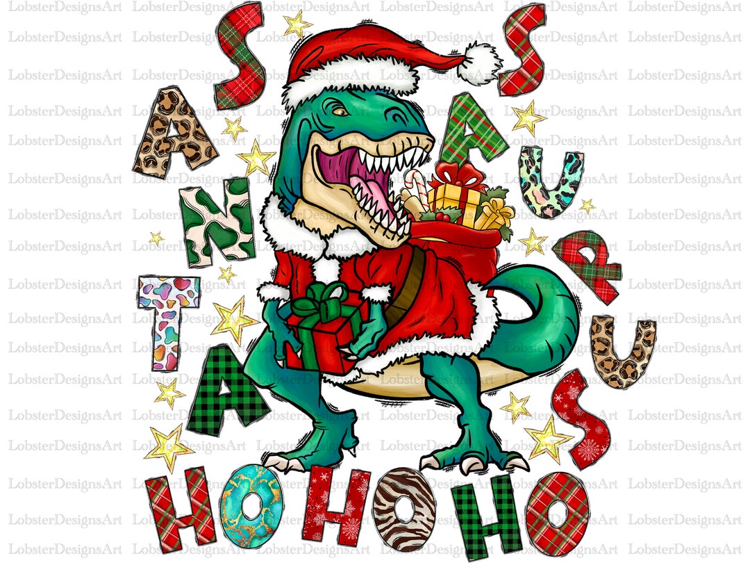 Santa Saurus Ho Ho Ho Png,tree Rex Png, Christmas, Dinosaur Christmas ...