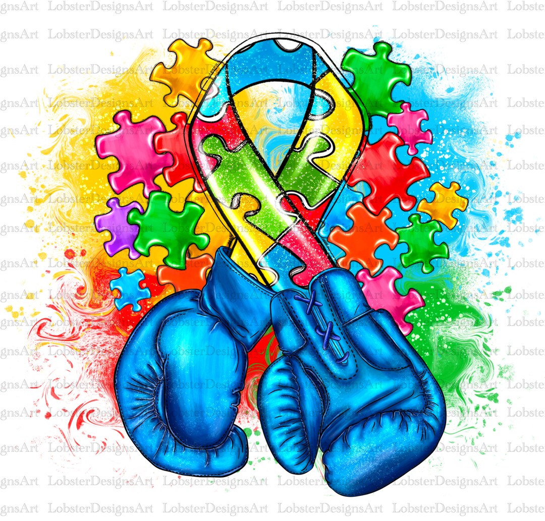 Autism Awareness With Boxing Gloves Png Sublimation Design Download ...