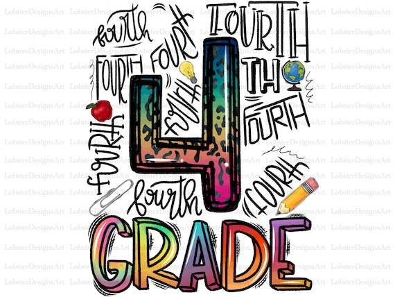 Back to School Fourth Grade Leopard Clipart PNG File for - Etsy