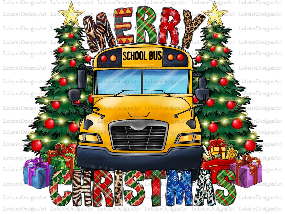 Merry Christmas School Bus Png Sublimation Design, Merry Christmas Png ...