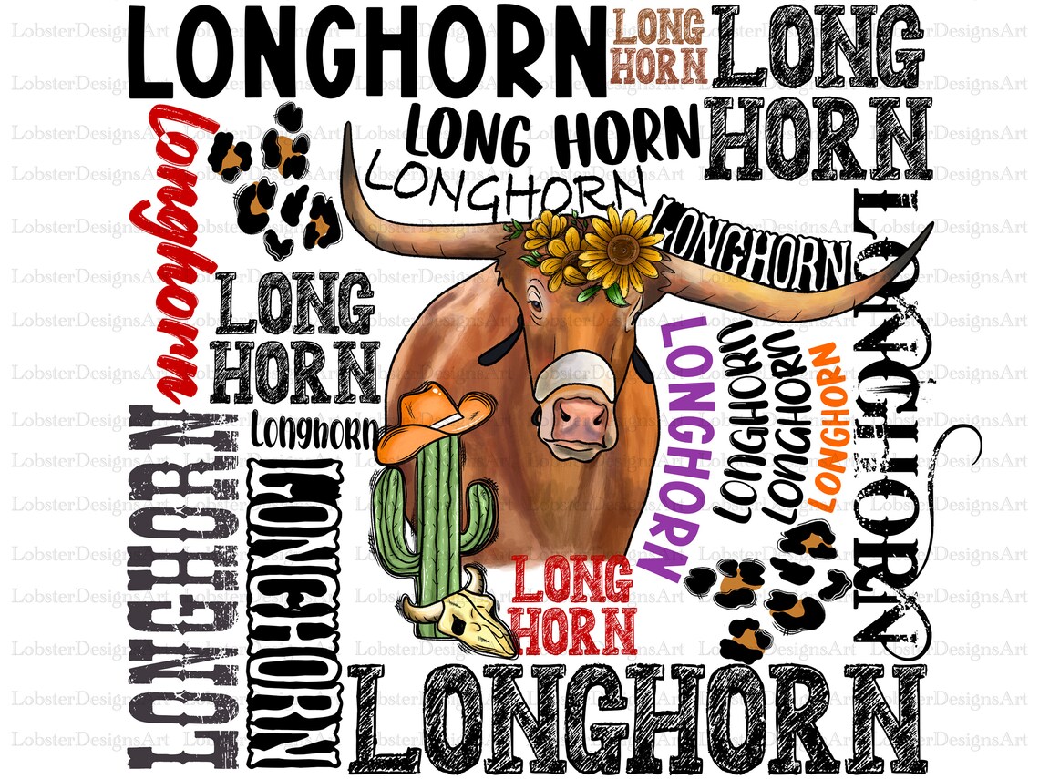 Longhorn Sublimation PNG, Longhorn Digital Downloads, Longhorn Png ...