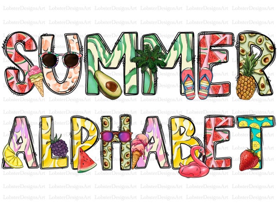 Summer Alphabet Png Font Letters Western Alphabet Summer - Etsy