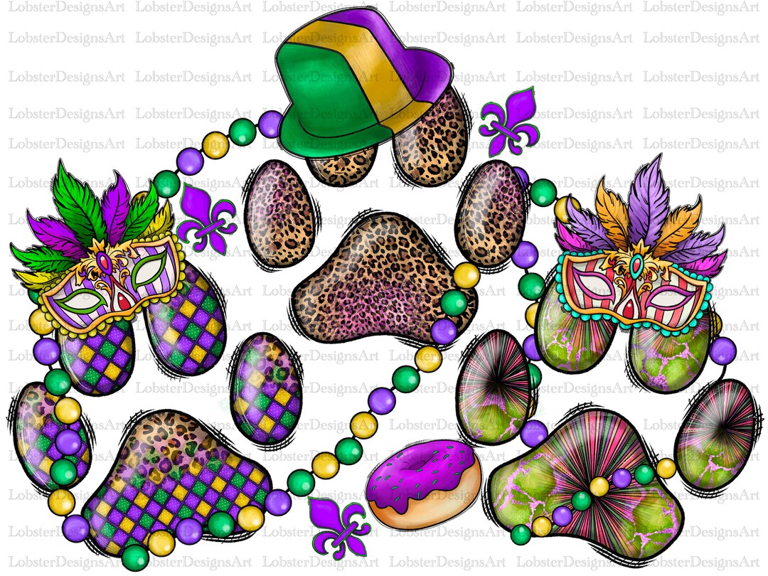 Mardi Gras Love Dog Paw Png Sublimation Design Download Mardi - Etsy
