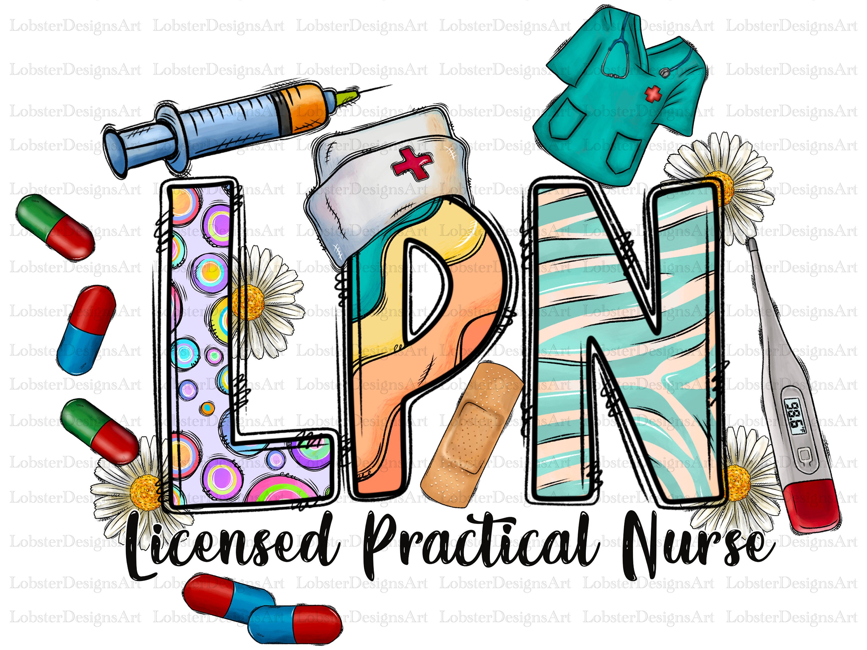 LPN Licensed Practical Nurse With Flower Png Leopard Nurse - Etsy Canada