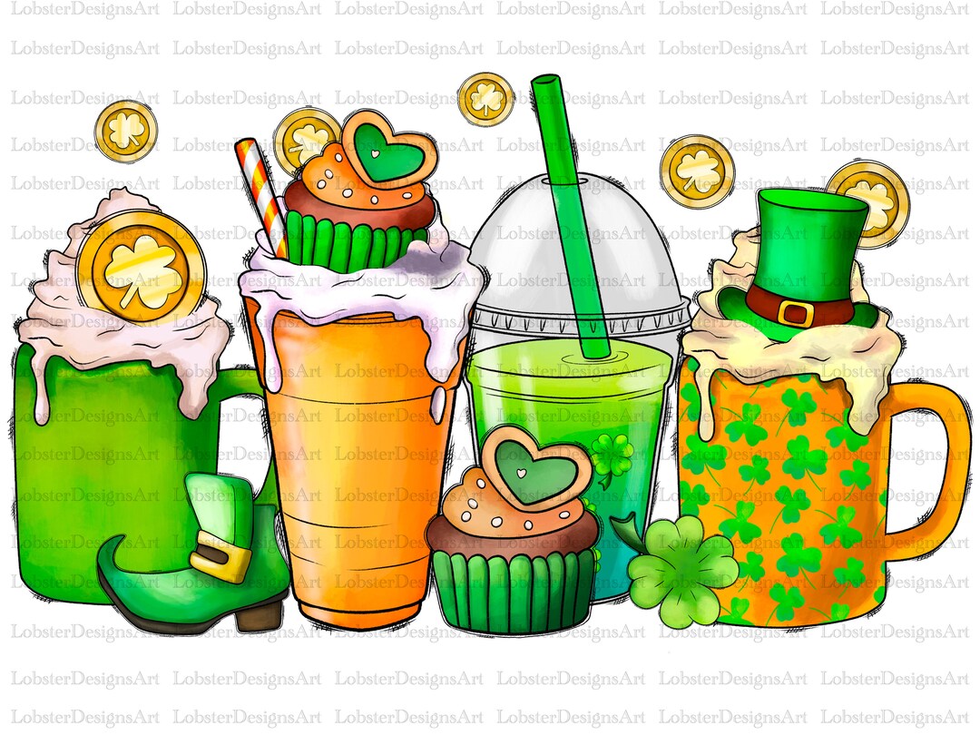 St. Patrick's Day Coffee Drinks Png Sublimation Design, St. Patrick's ...