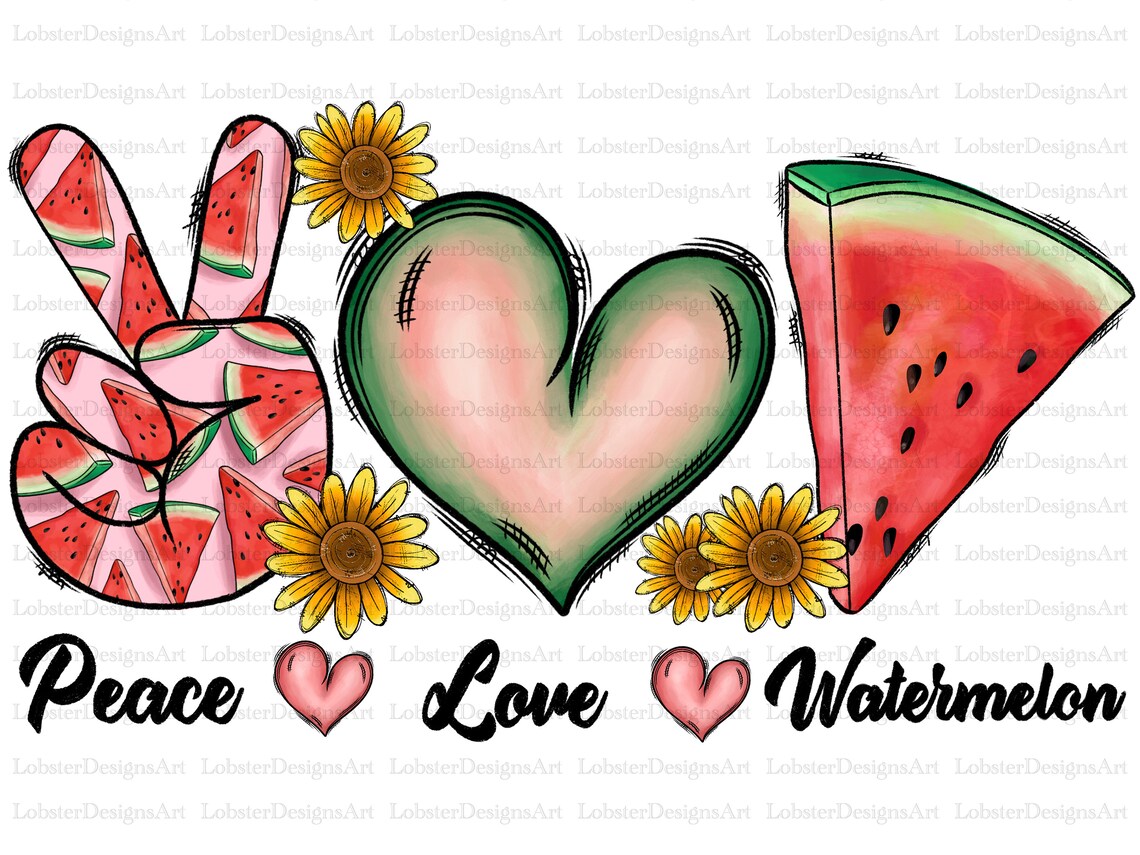 Peace Love Watermelon PNG Watermelon Sublimation Design - Etsy