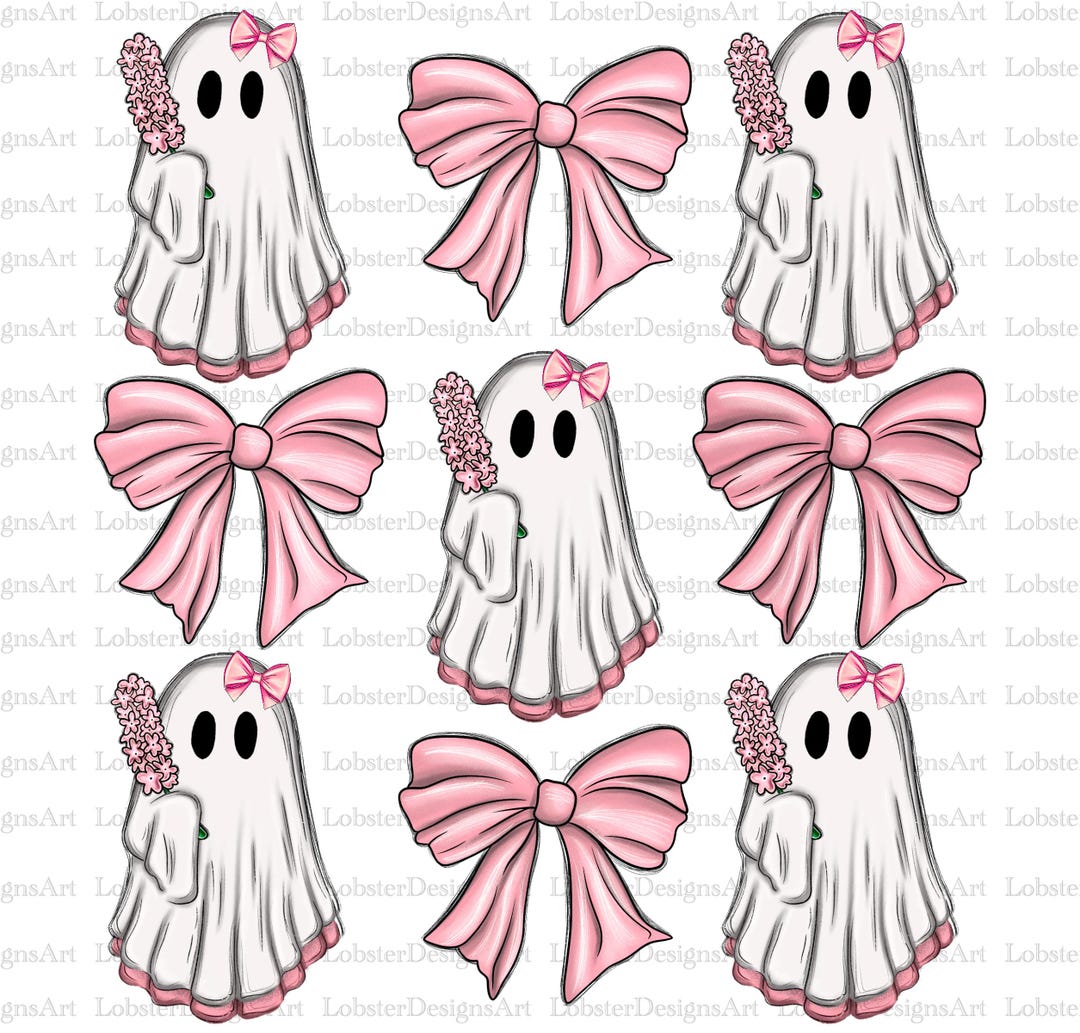 Halloween Cute Ghost Png, Coquette Bow Halloween Png, Halloween Png ...