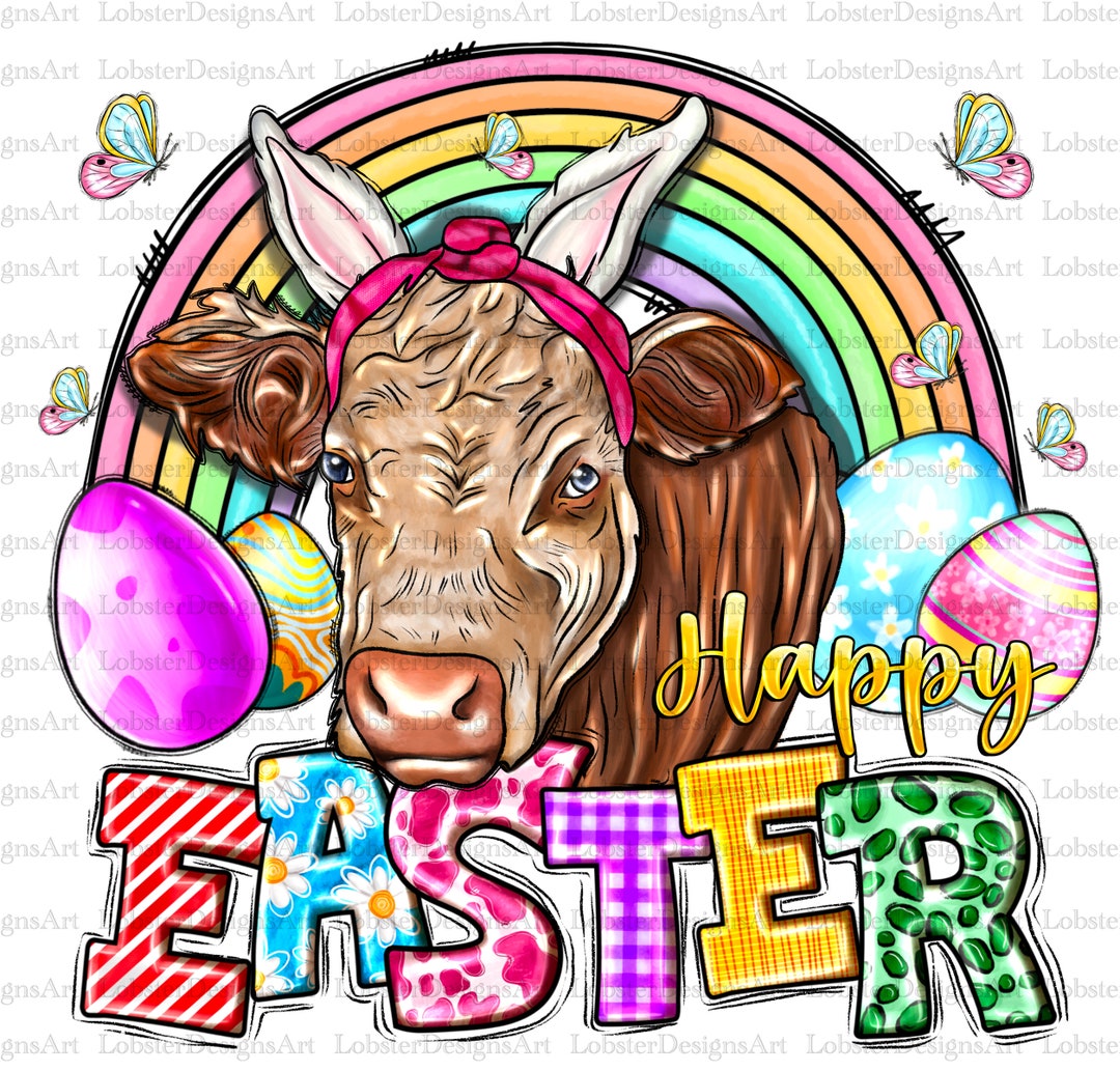 Happy Easter Cow Png, Sublimation Design Download, Easter Day Png ...