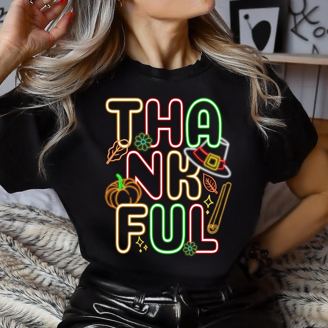 Thankful Neon PNG, Neon Fall Png, Autumn Season Png, Thanksgiving Png ...
