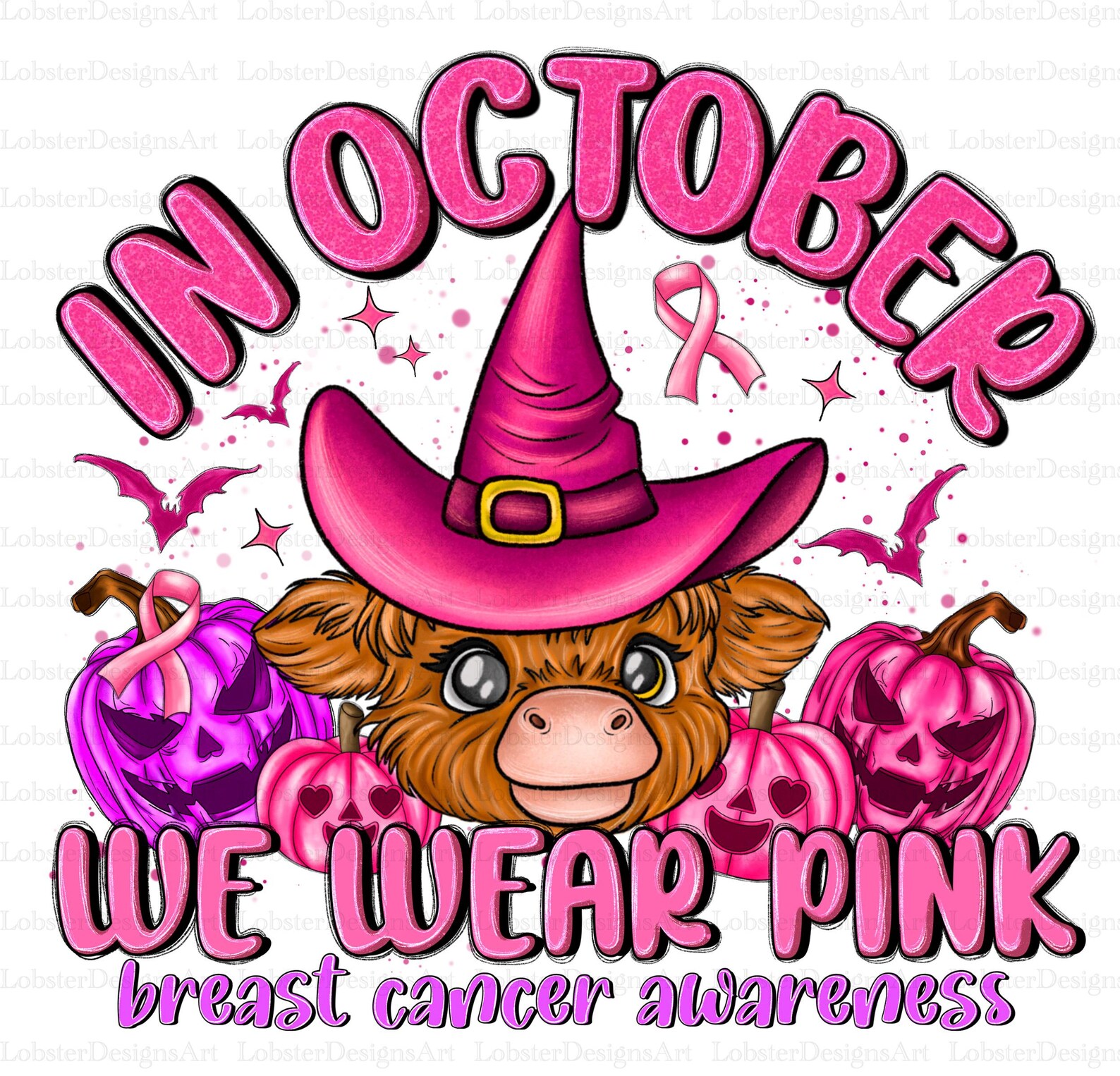 In October We Wear Pink Cow PNG Png, Breast Cancer Awareness Png ...
