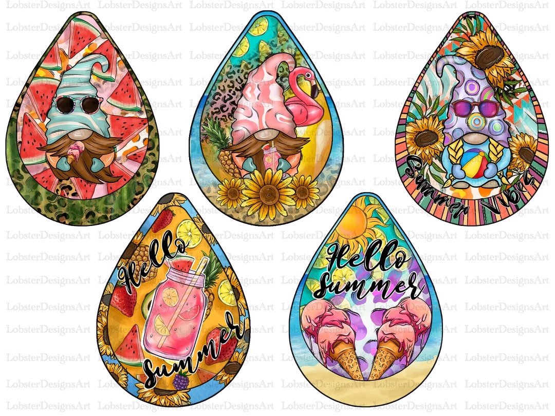 Summer Tear Drop Earrings Bundle, Digital PNG File, Instant Download ...