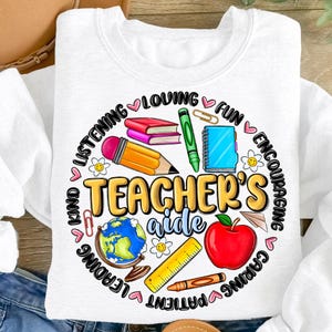 Teacher's Aide Png Sublimation Design Download, Back to Schoo Png ...
