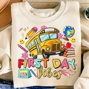 First Day Vibes Png, Back to School Coquette PNG Digital, School Bus ...