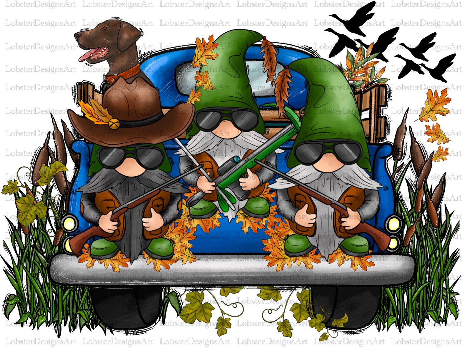 Hunting Gnome Truck Png, Sublimation Design, Gnomes With Cactus Png ...