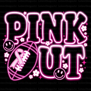 Neon Breast Cancer Football Pink Out Png, Breast Cancer PNG, Pink ...