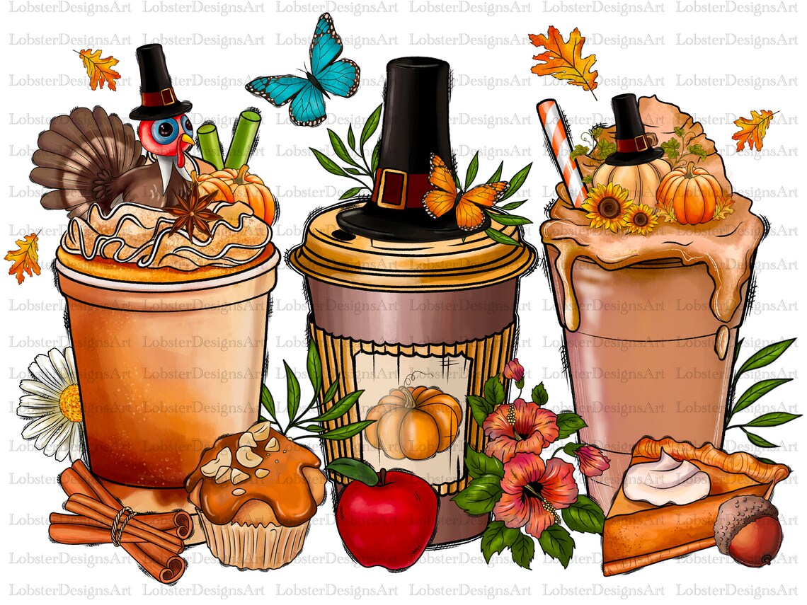 Fall Coffee Drink Png Autumn Sublimation Designsorange - Etsy