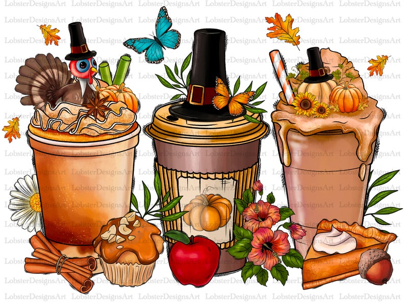 Fall Coffee Drink Png Autumn Sublimation Designsorange - Etsy