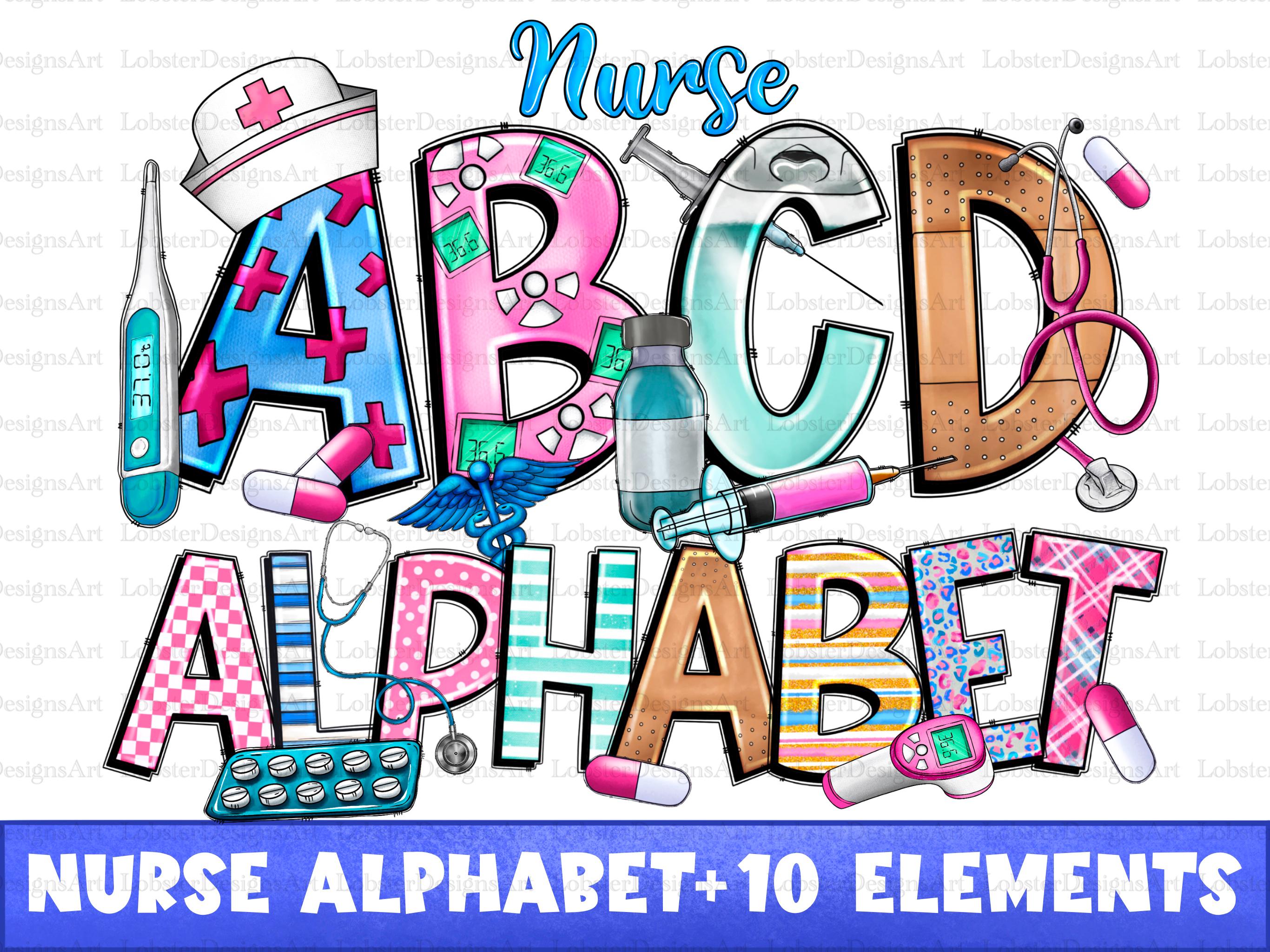 Nurse Alphabet Bundle Png, Nurse Png, Nurse Doodle Letters Png, Western ...