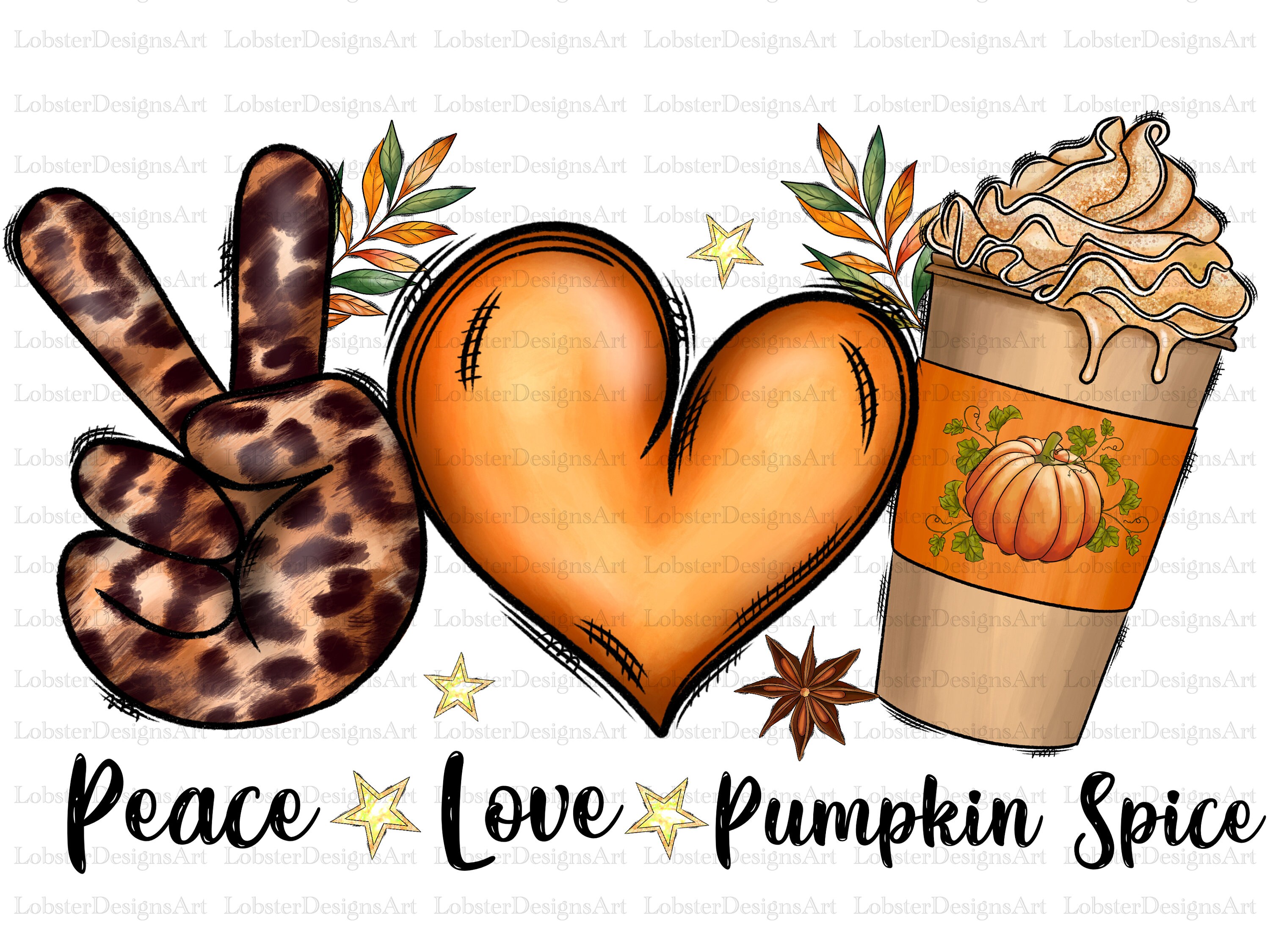 Peace. Love. Pumpkin Spice Sublimation Design Png Pumpkin - Etsy