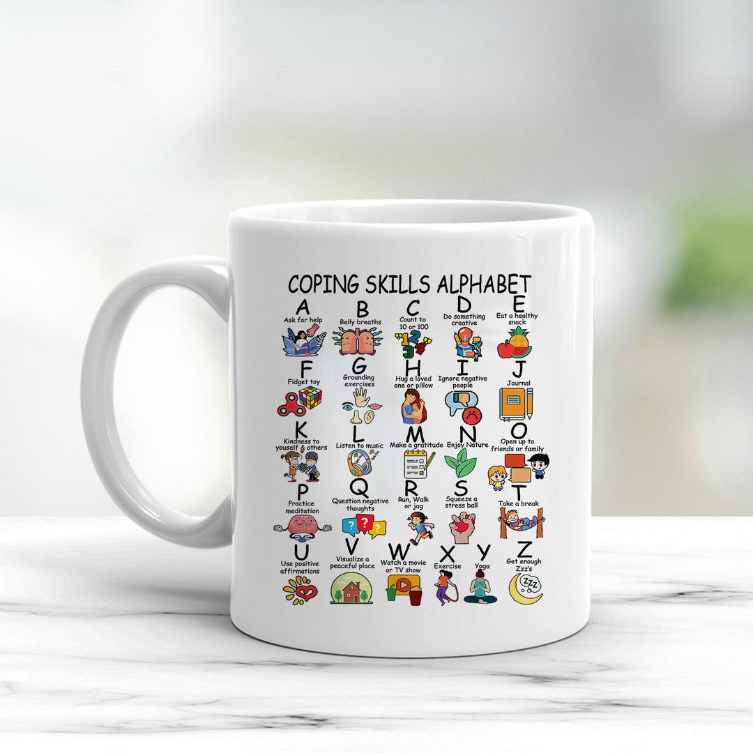 Mental Health Mug, Coping Skills Alphabet Mug, Mental Health Gifts ...