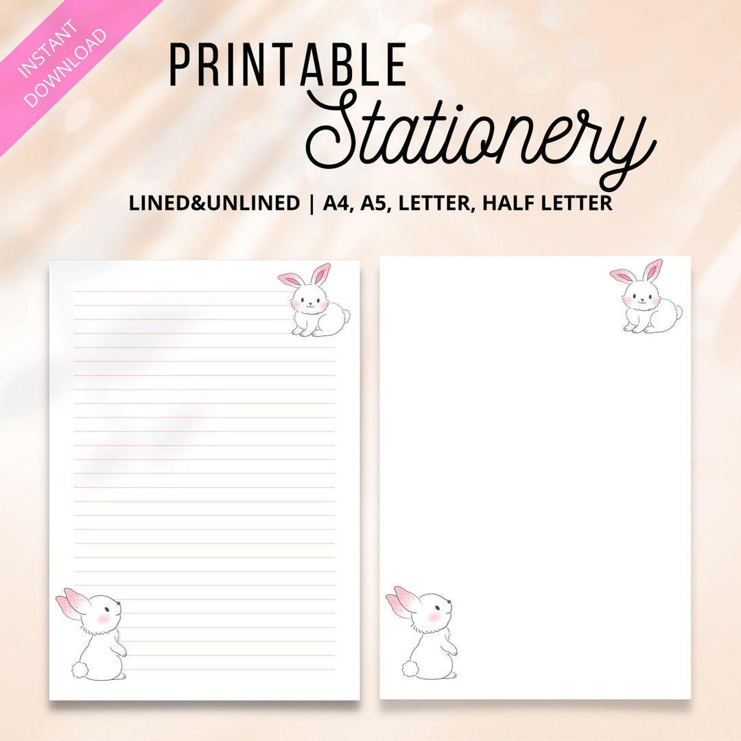 Easter Bunny Printable Stationery | Letter Writing Paper | Cute Notes ...