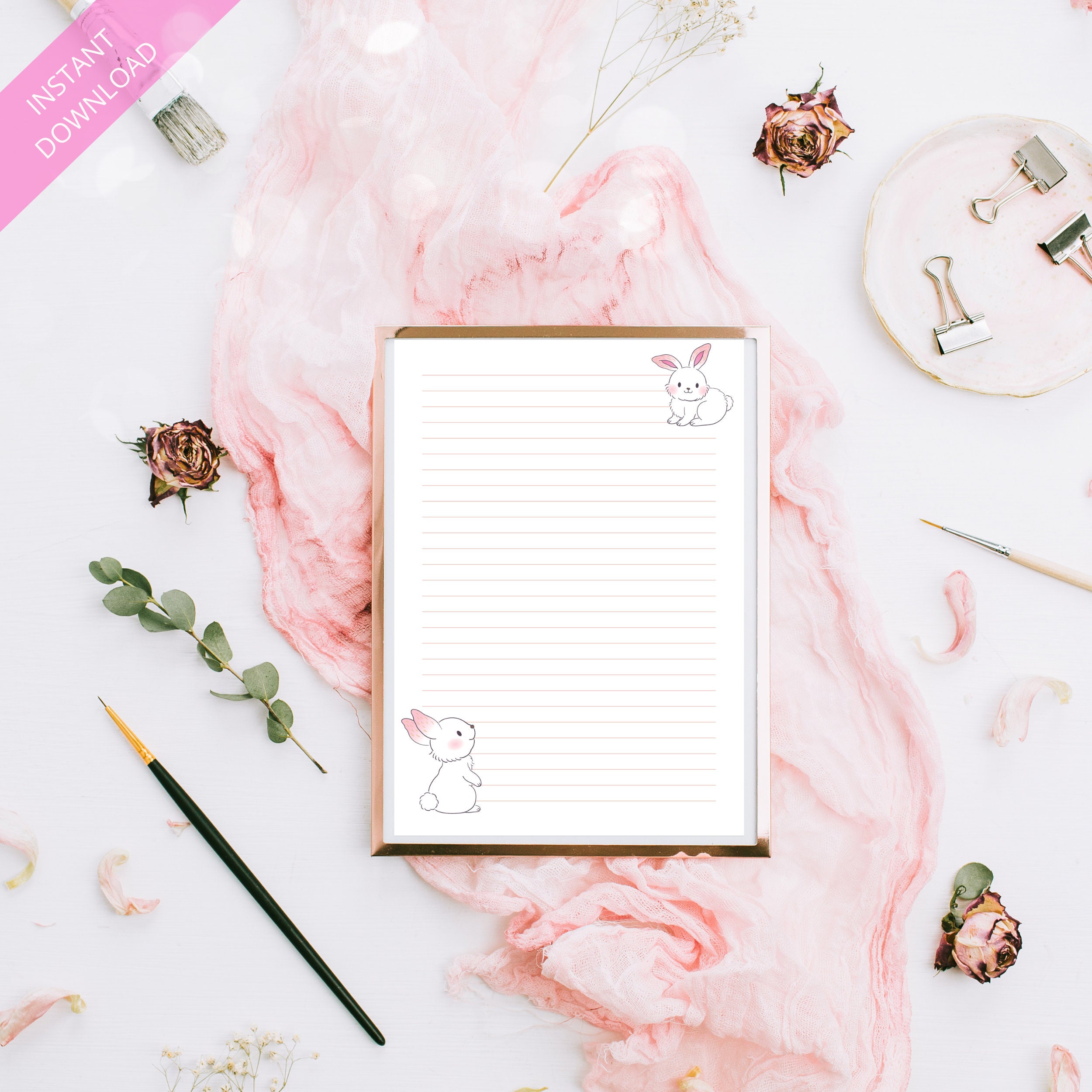 Easter Bunny Printable Stationery | Letter Writing Paper | Cute Notes ...