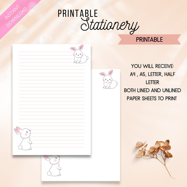 Easter Bunny Printable Stationery | Letter Writing Paper | Cute Notes ...