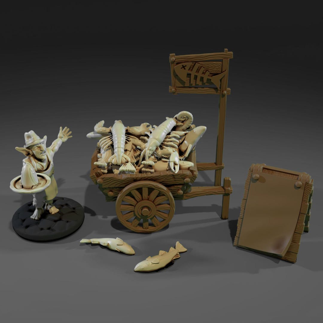 Dungeons and Dragons, DND TTRPG, Wargaming - Goblin Fishmonger Cart ...