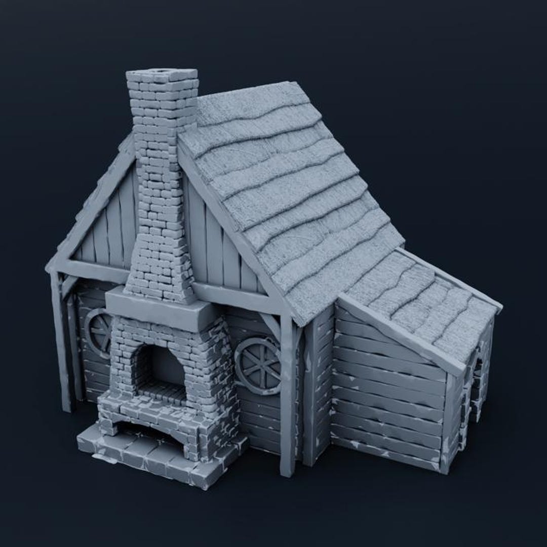 D&D, Wargaming - Medieval Village - Blacksmith Shop - 28mm or 32mm ...