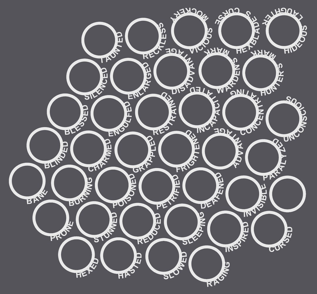 Dungeons and Dragons, DND TTRPG, Wargaming - 5e Condition Rings - 39 ...