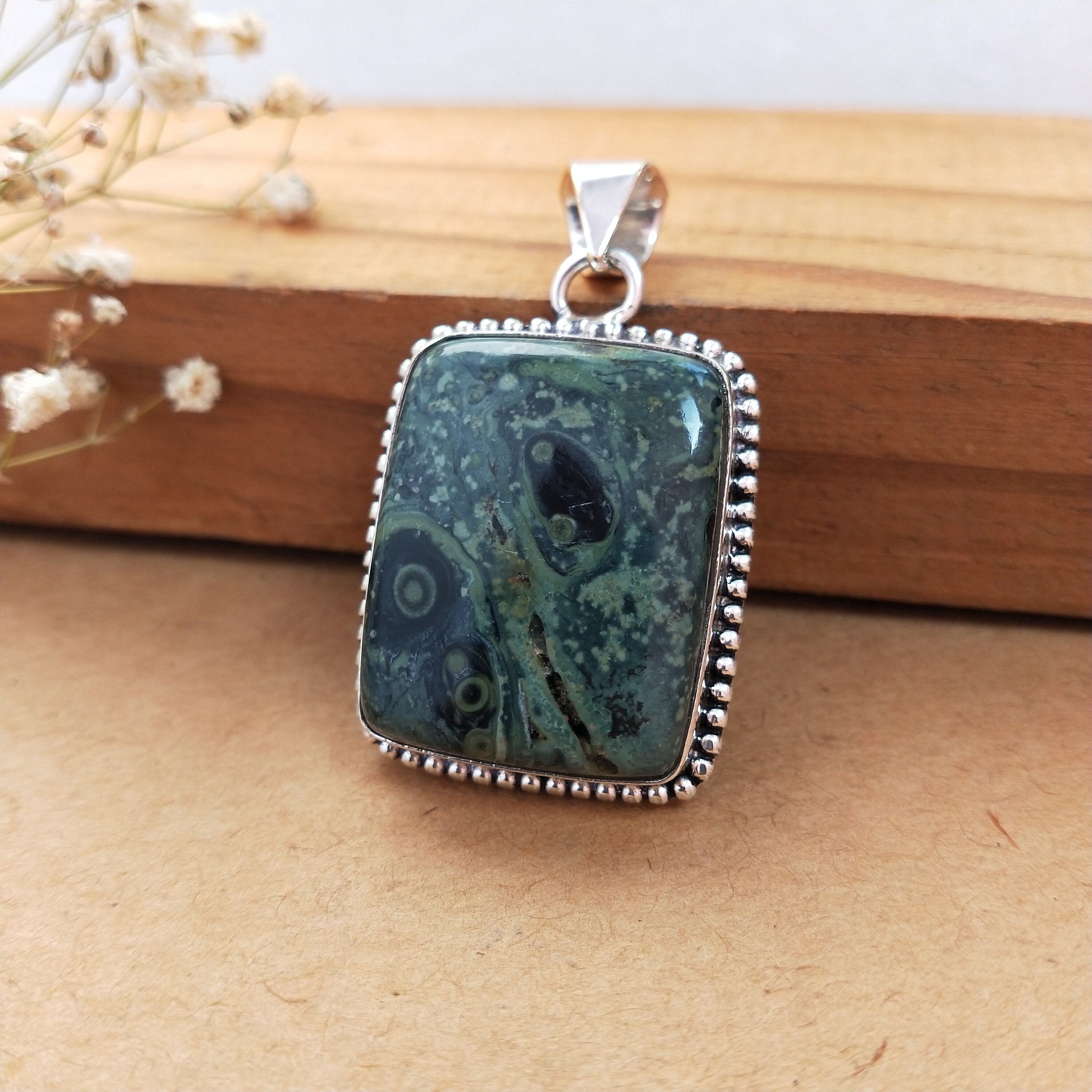 Kambaba Jasper Pendant 925 Sterling Silver Pendant Natural - Etsy