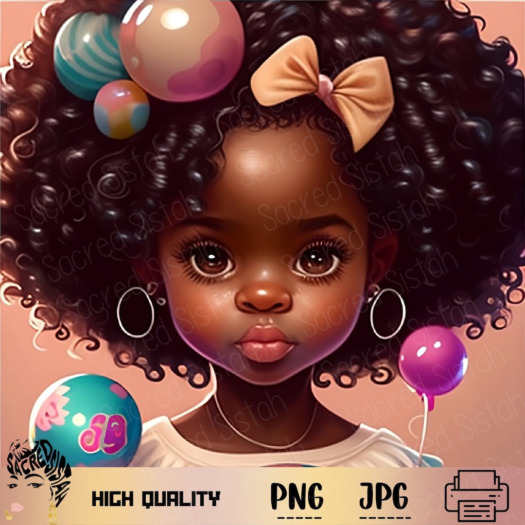 Adorable Black Girl Art African American Print On Demandcandyland Collection Printable