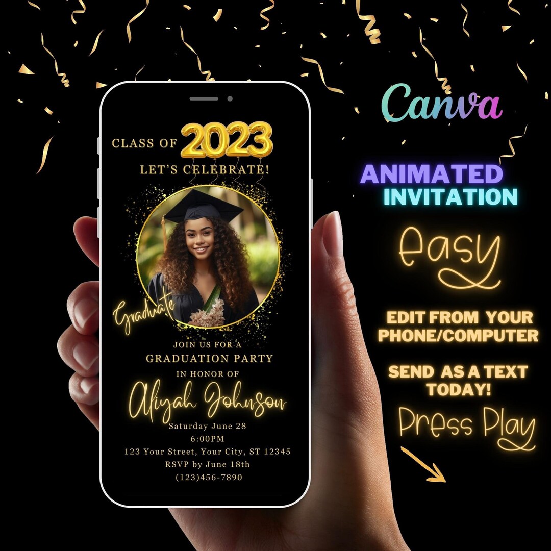 Graduation Party Invitation Fall Graduation Digital Black - Etsy