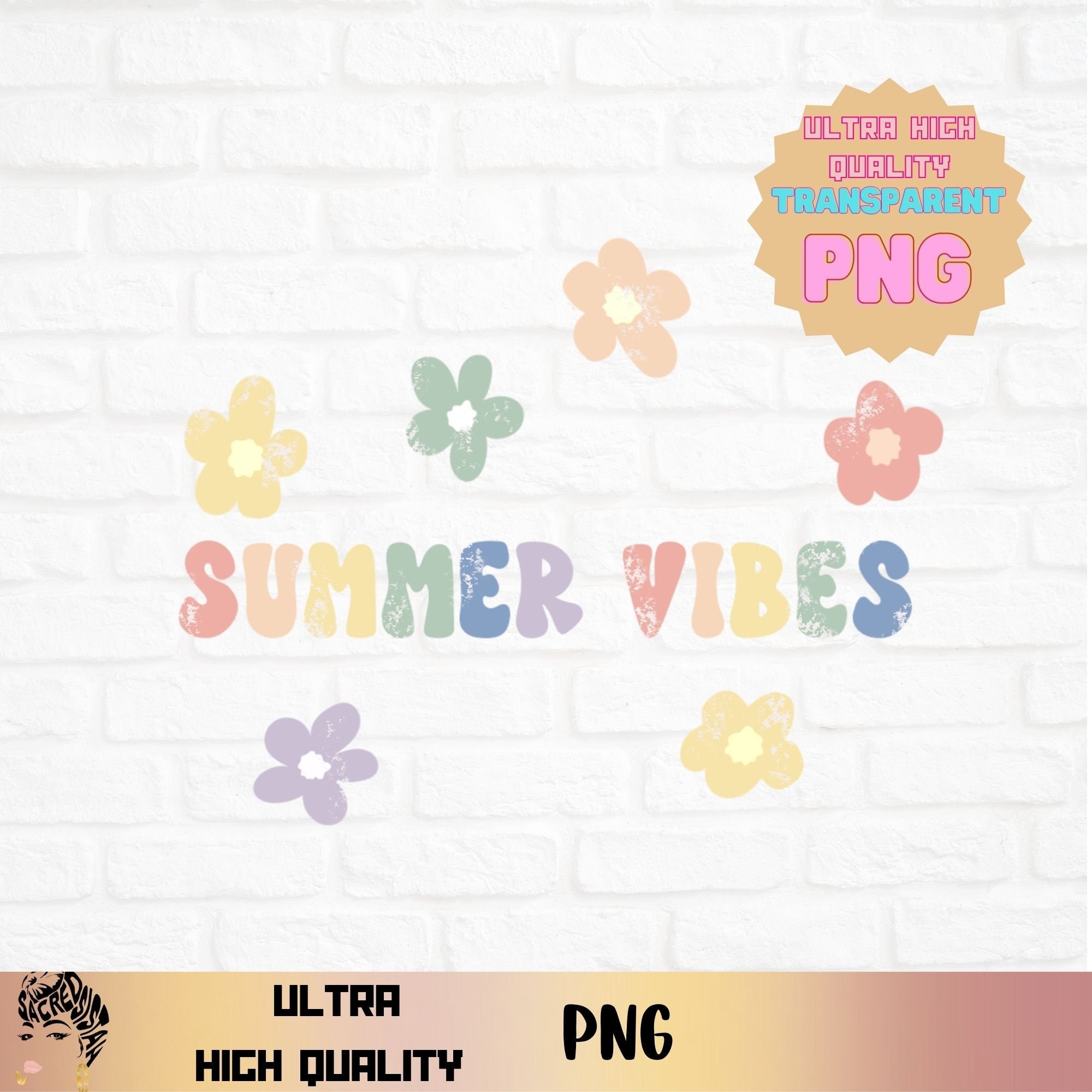 Retro Flower Summer Vibes Png, Summer Png, Summer Clipart Vintage ...