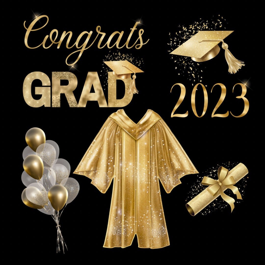 Graduation Clipart, Gold Graduation Clipart, University Clipart,college ...