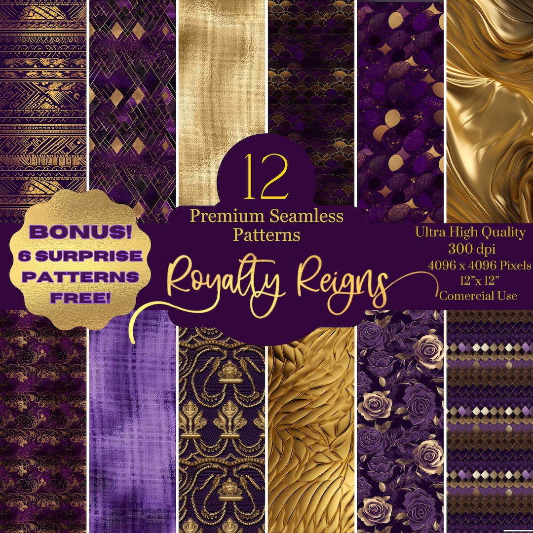 Royalty Reigns Seamless Patten, Gold Seamless Pattern, Seamless Pattern ...