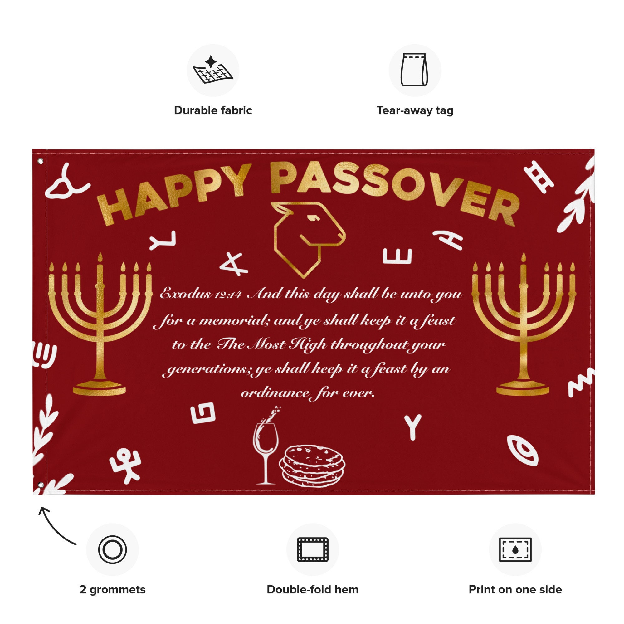 Deep Blood Red Passover Banner, Holy Day Decor, Passover Decorations ...