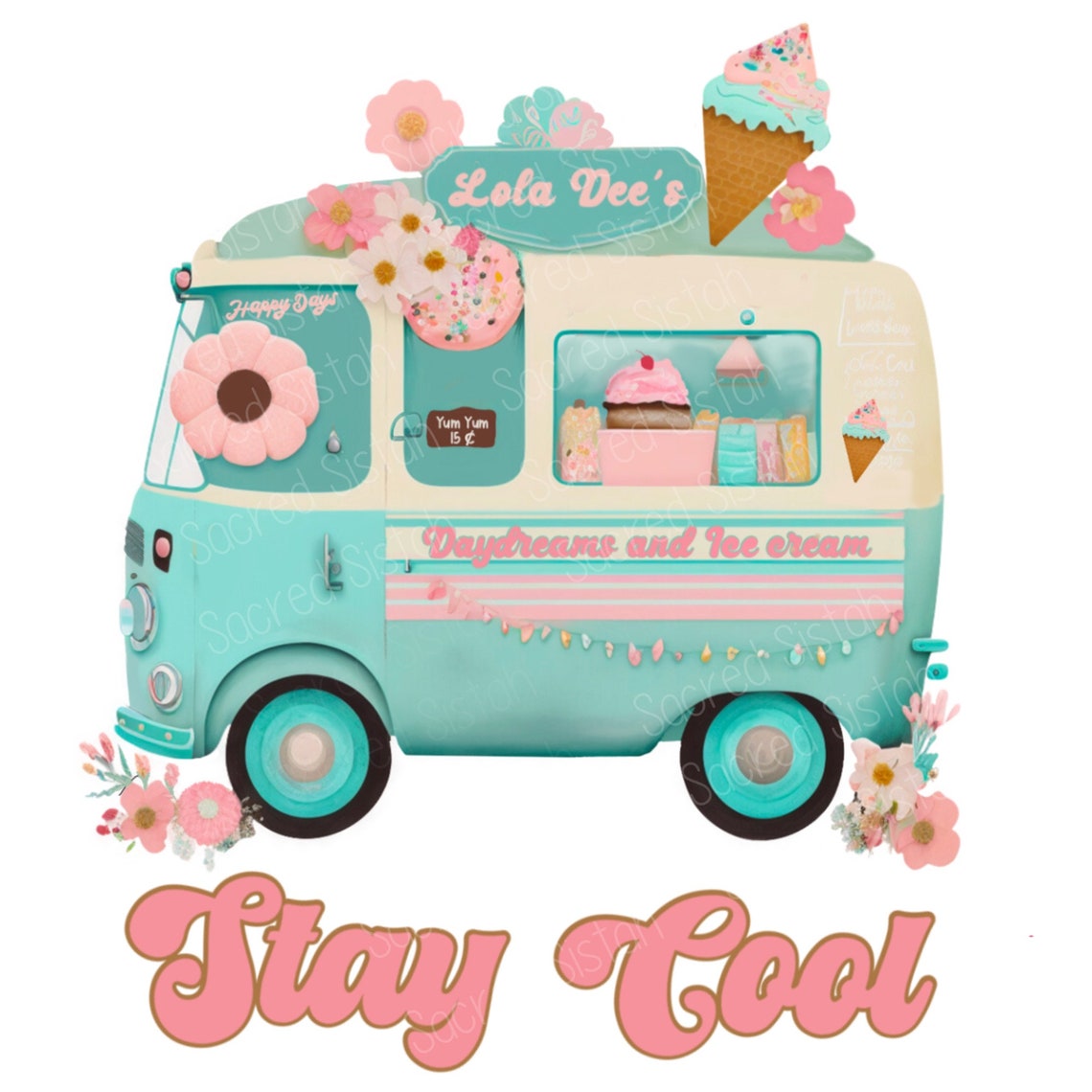 Retro Ice Cream Van Png, Retro Ice Cream Truck PNG, Summer Png,vintage ...