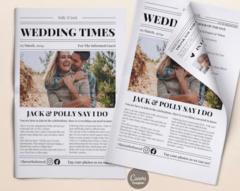 Newspaper Wedding Program Fully Editable Printable Wedding Programs ...