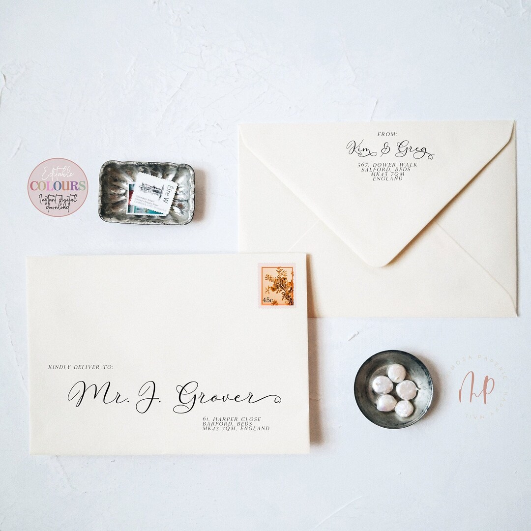 Save the Date Envelope Address Templates, 7 Sizes, Printable Love Heart ...