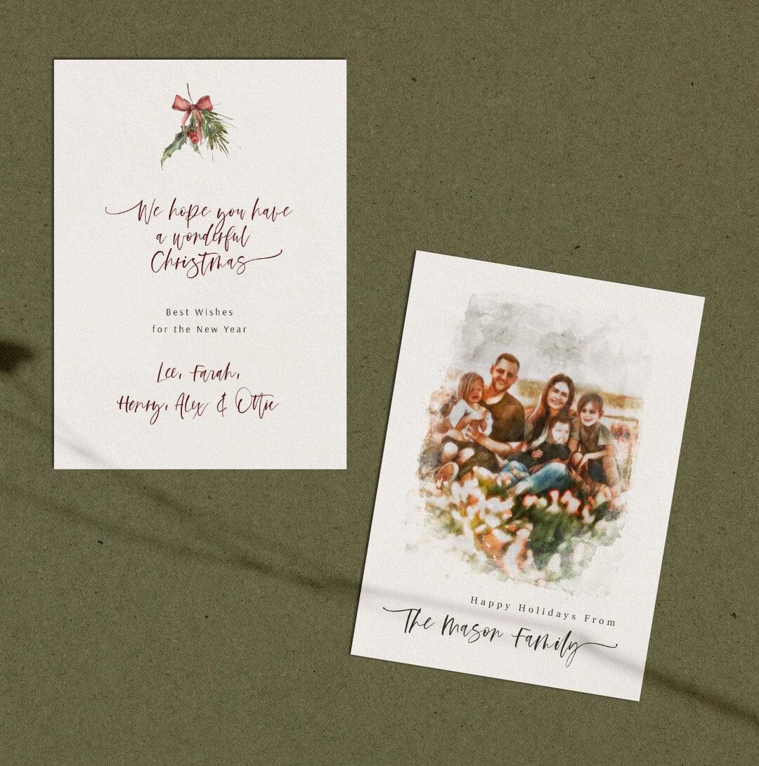 Custom Christmas Card Family Portrait Holiday Card, Personalized ...