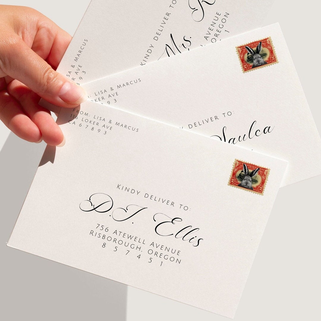 Printable Envelope Address Template Classic Wedding Invitation ...