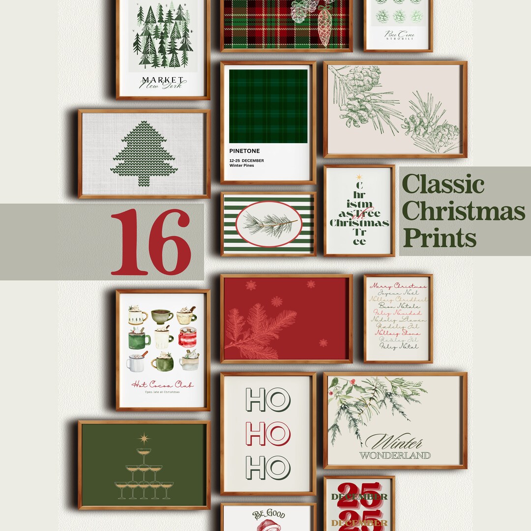 Classic Christmas Prints Bundle 16 Christmas Wall Art - Etsy