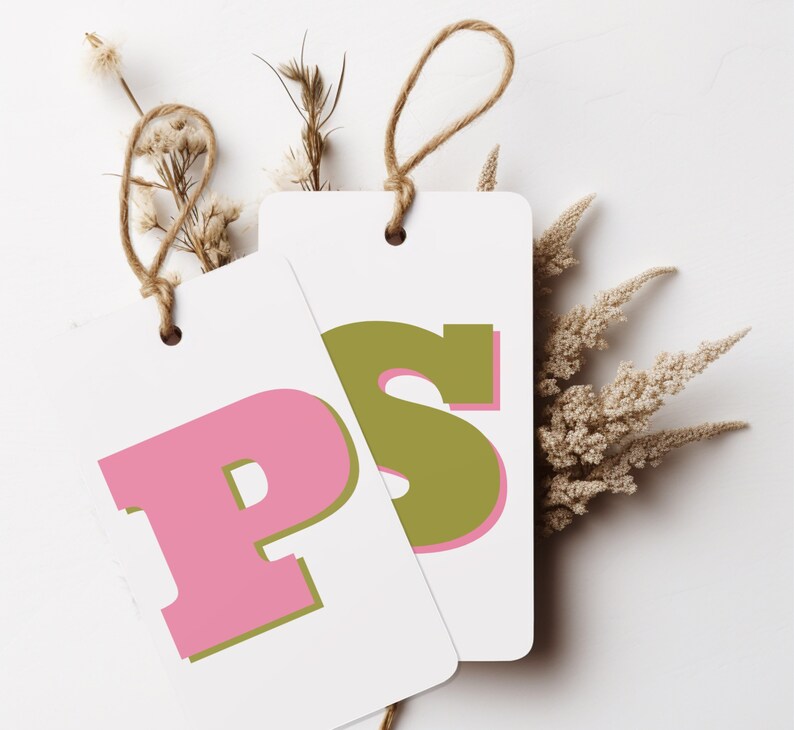 Editable Tags Instant Download Custom Initial Colorful Gift - Etsy