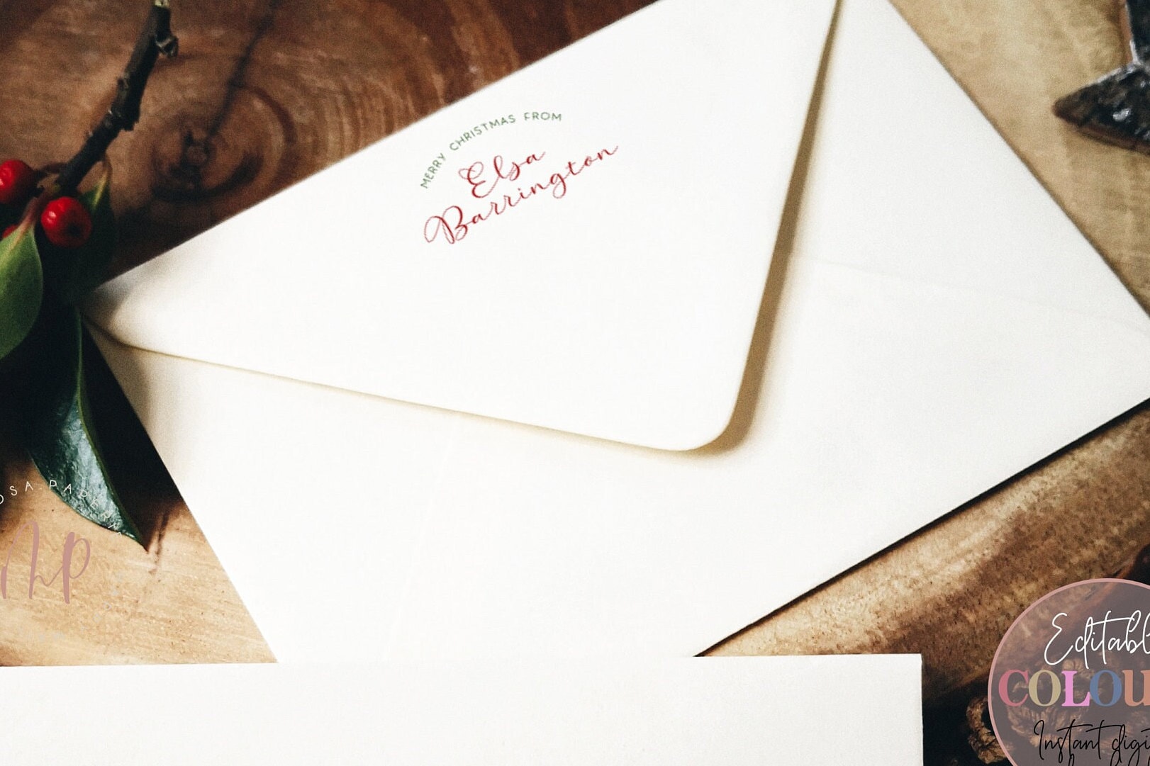 Christmas Envelope Address Template A7 Printable Editable Calligraphy ...